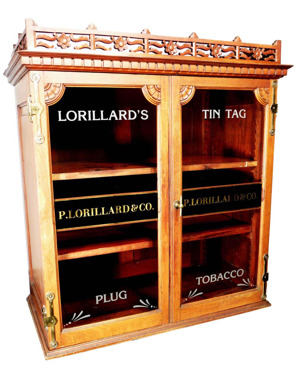 P. Lorillard & Co. Tobacco Walnut Store Cabinet