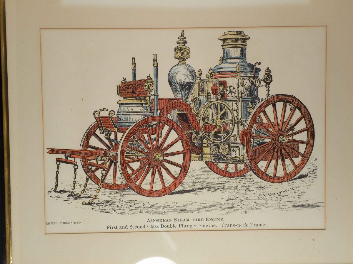 Lithograph Amoskeag Horse Drawn Steam Fire Engine Lithograph Amoskeag Horse Drawn Steam Fire Engine