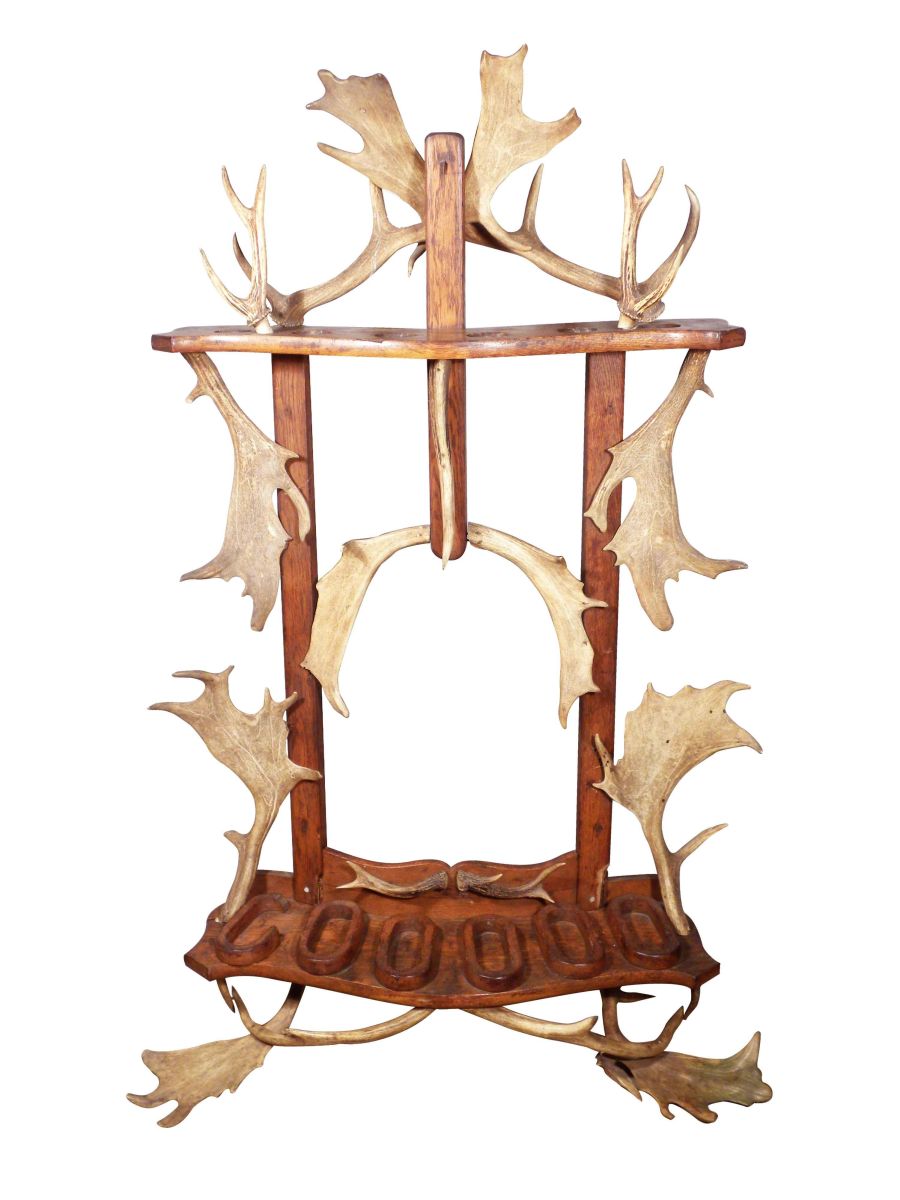 Very unusual Wood & Antler Gun Rack