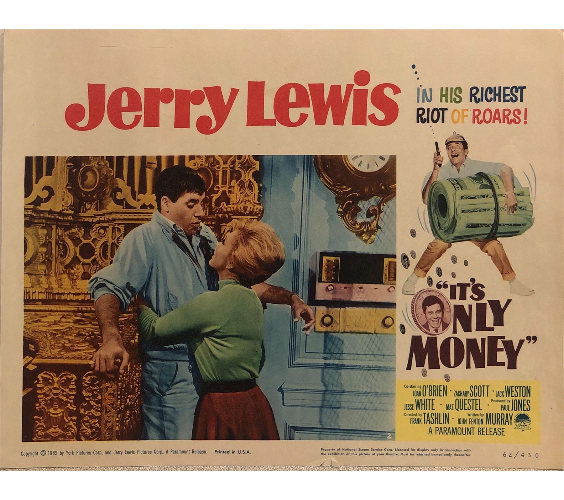Jerry Lewis It's Only Money original 1962 vintage lobby card