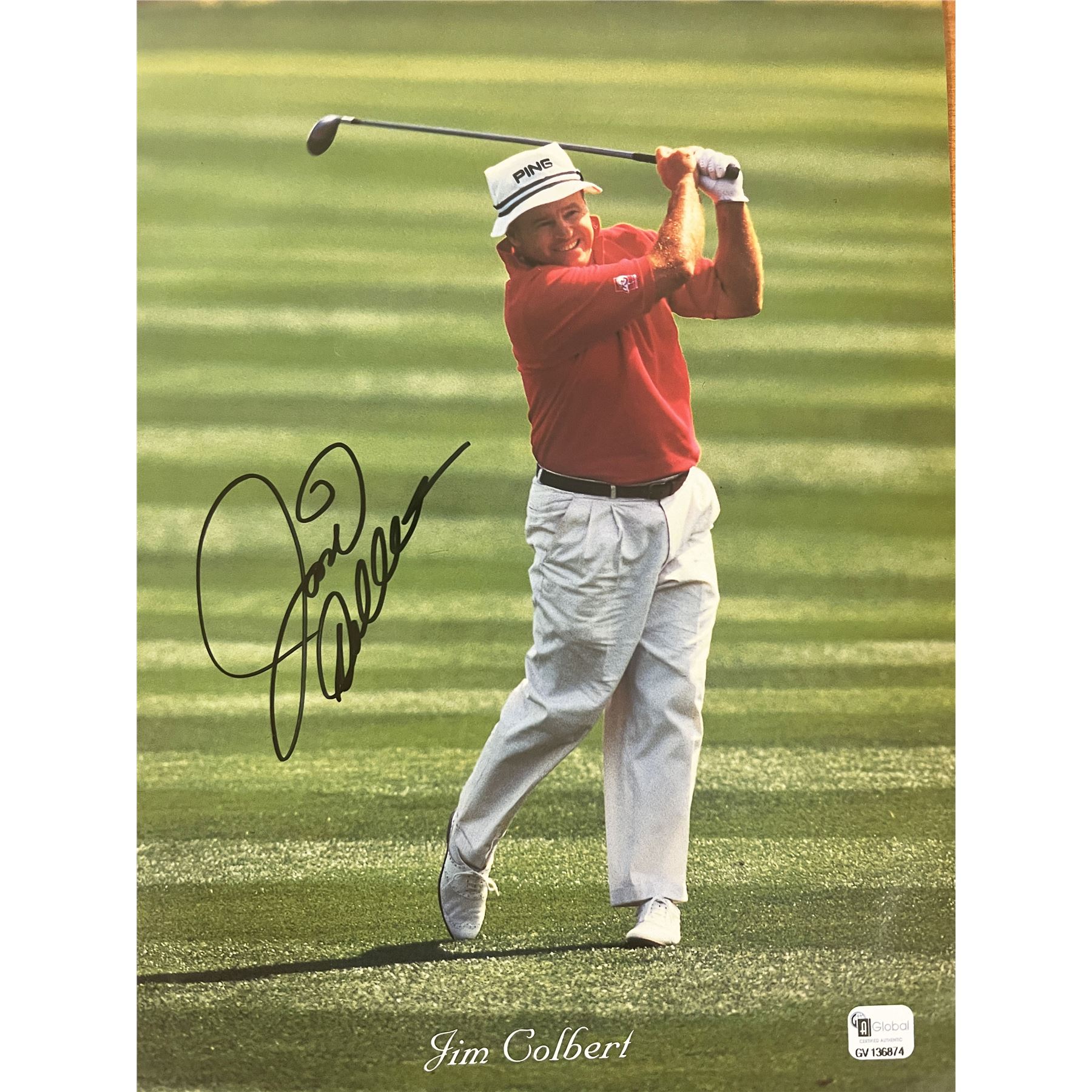 Professional golfer Jim Colbert signed magazine page