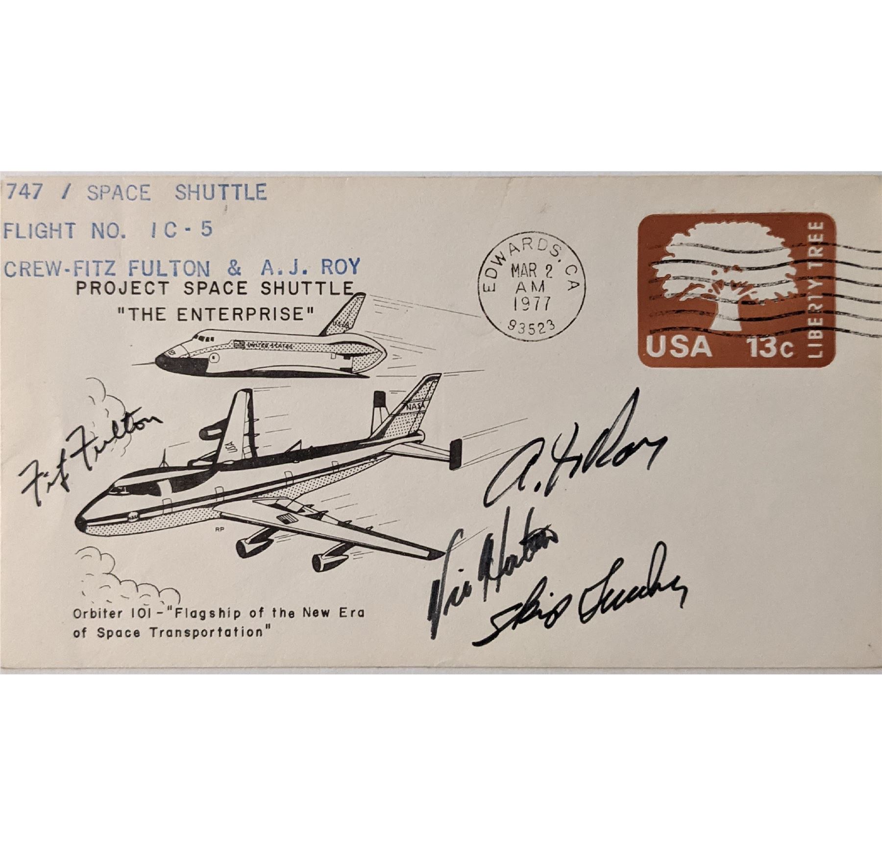 747 Space Shuttle Crew Signed Commemorative Cover