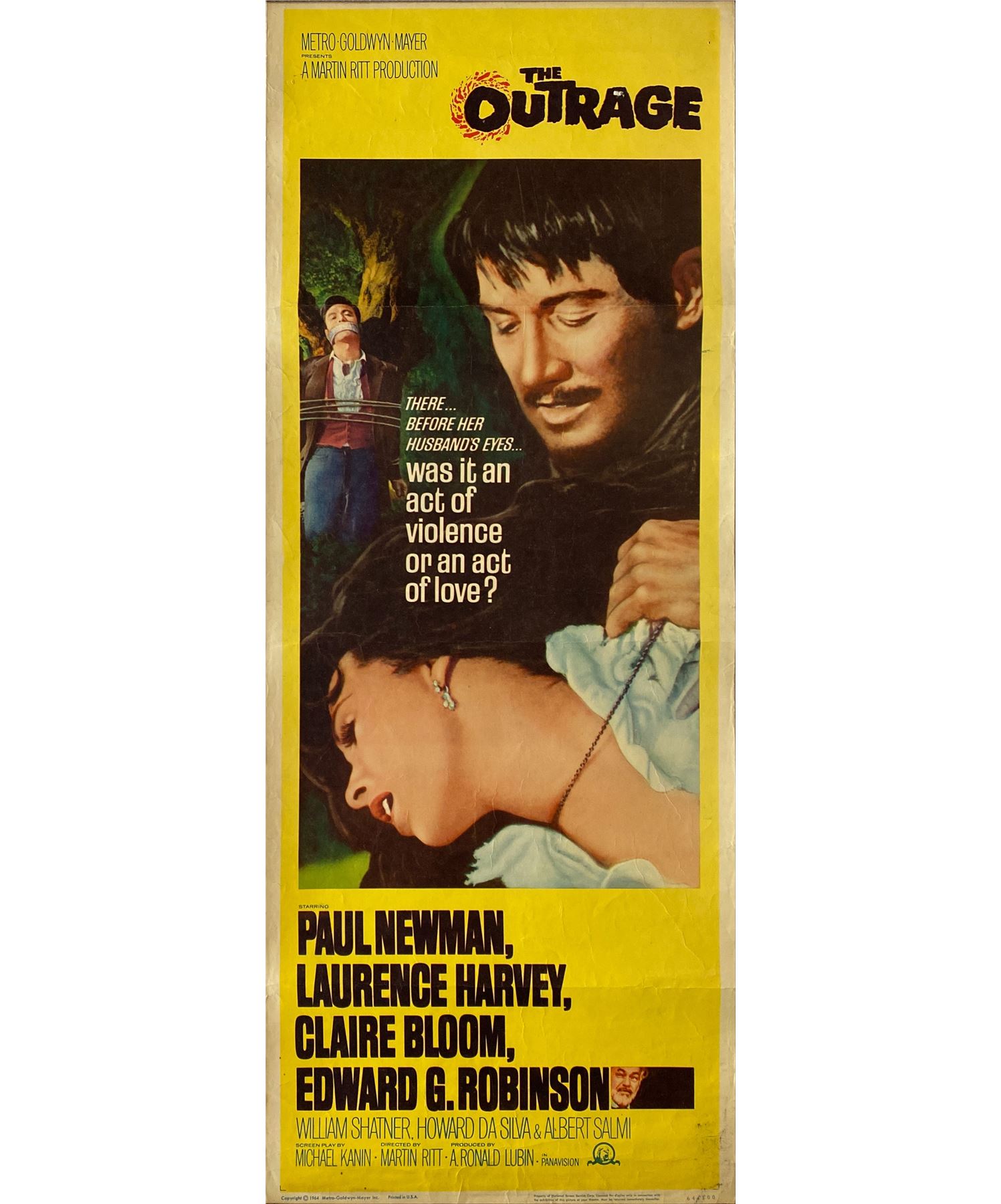 The Outrage 1964 original vintage insert card