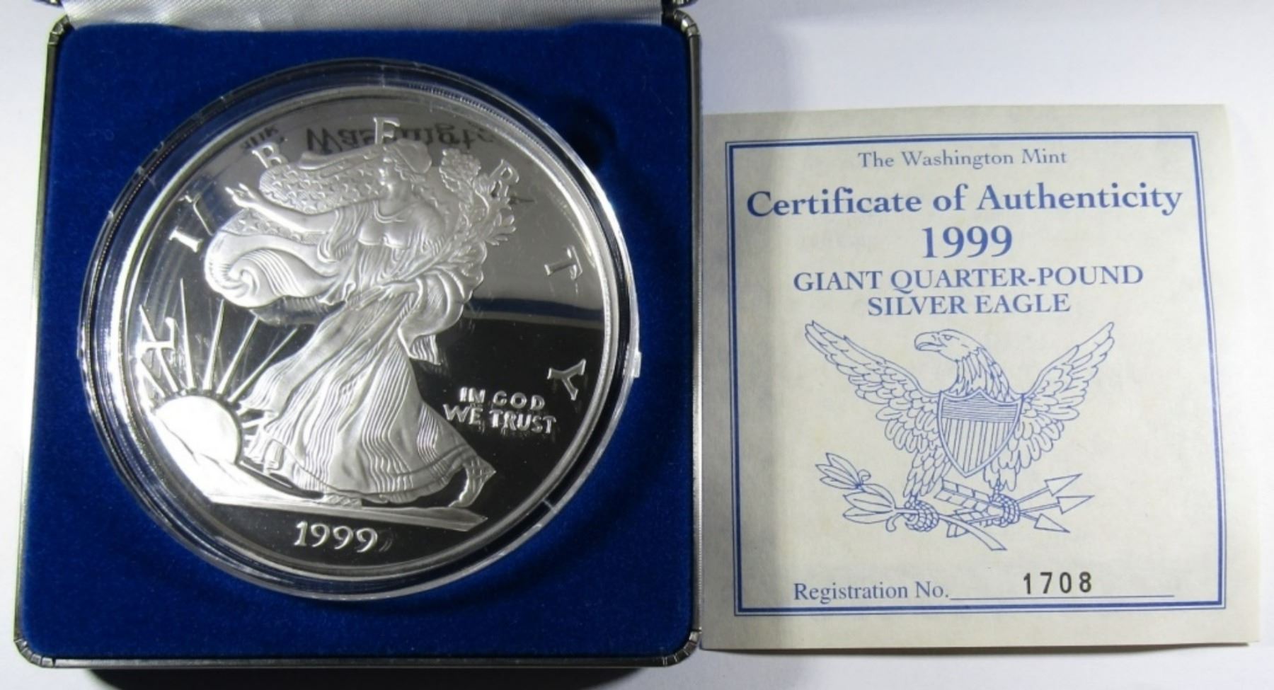 GIANT QUARTER POUND .999 "SILVER EAGLE"