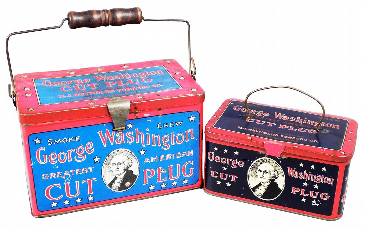 2 George Washington Tobacco Lunch Box Tins