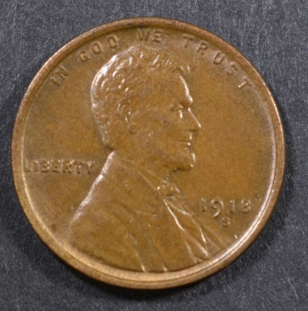 1918-S LINCOLN CENT CH BU BN