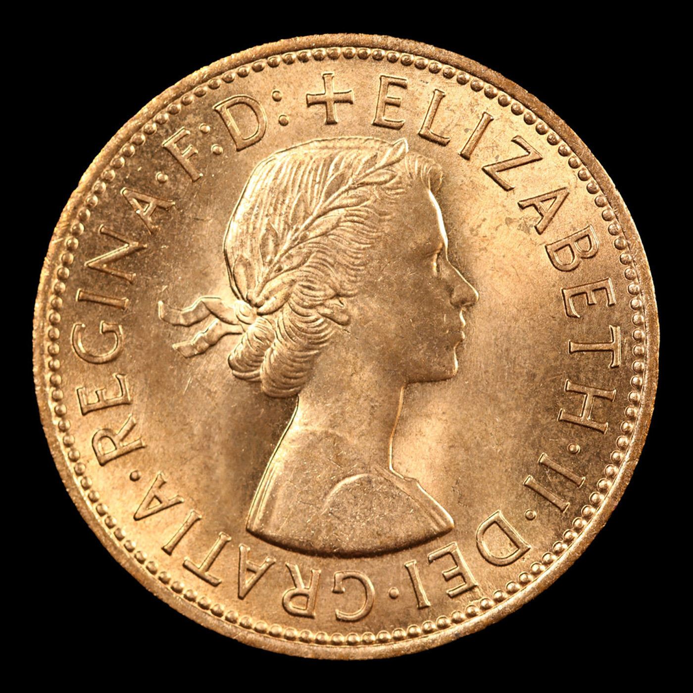 1964 Great Britain Penny 1P Queen Elizabeth II KM-897 Grades GEM+ Unc