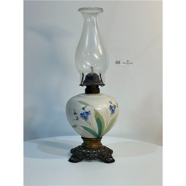 Vintage Botanical Oil Lamp Light Beck Auctions Inc