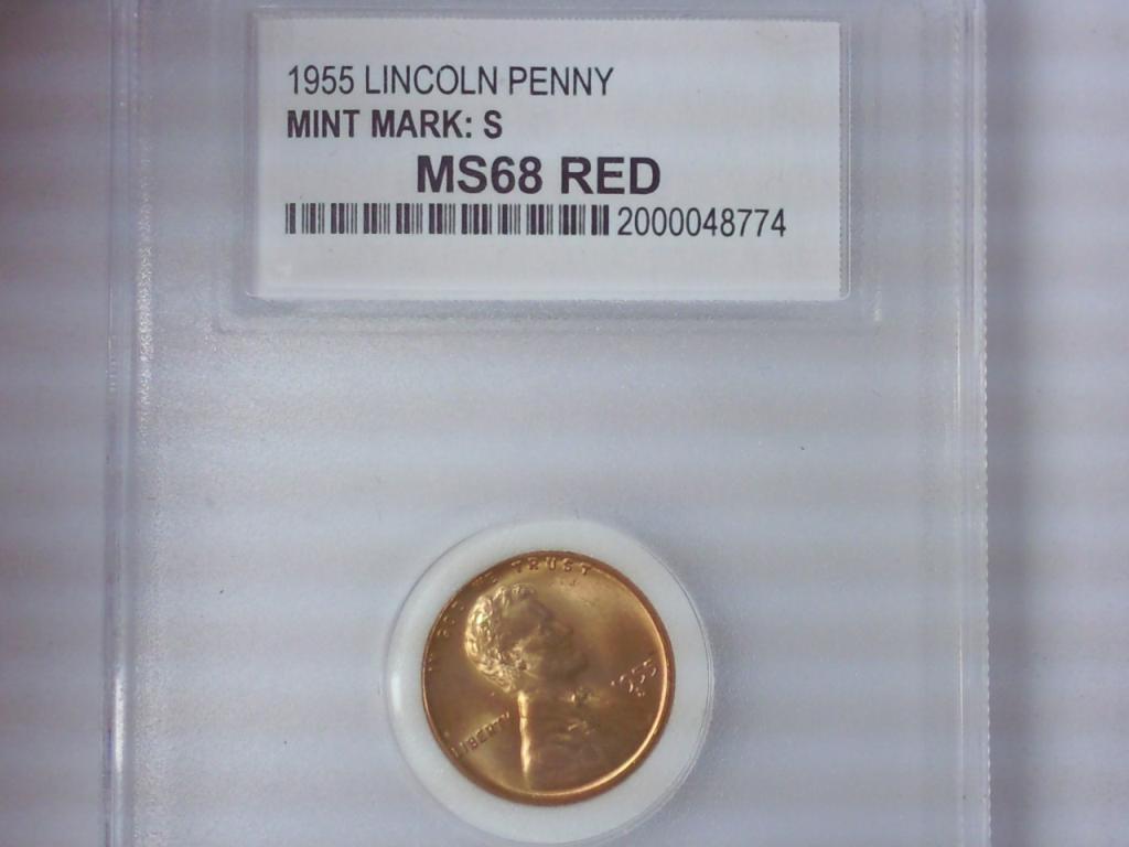 1955-S Lincoln Cent PCC MS68 RED