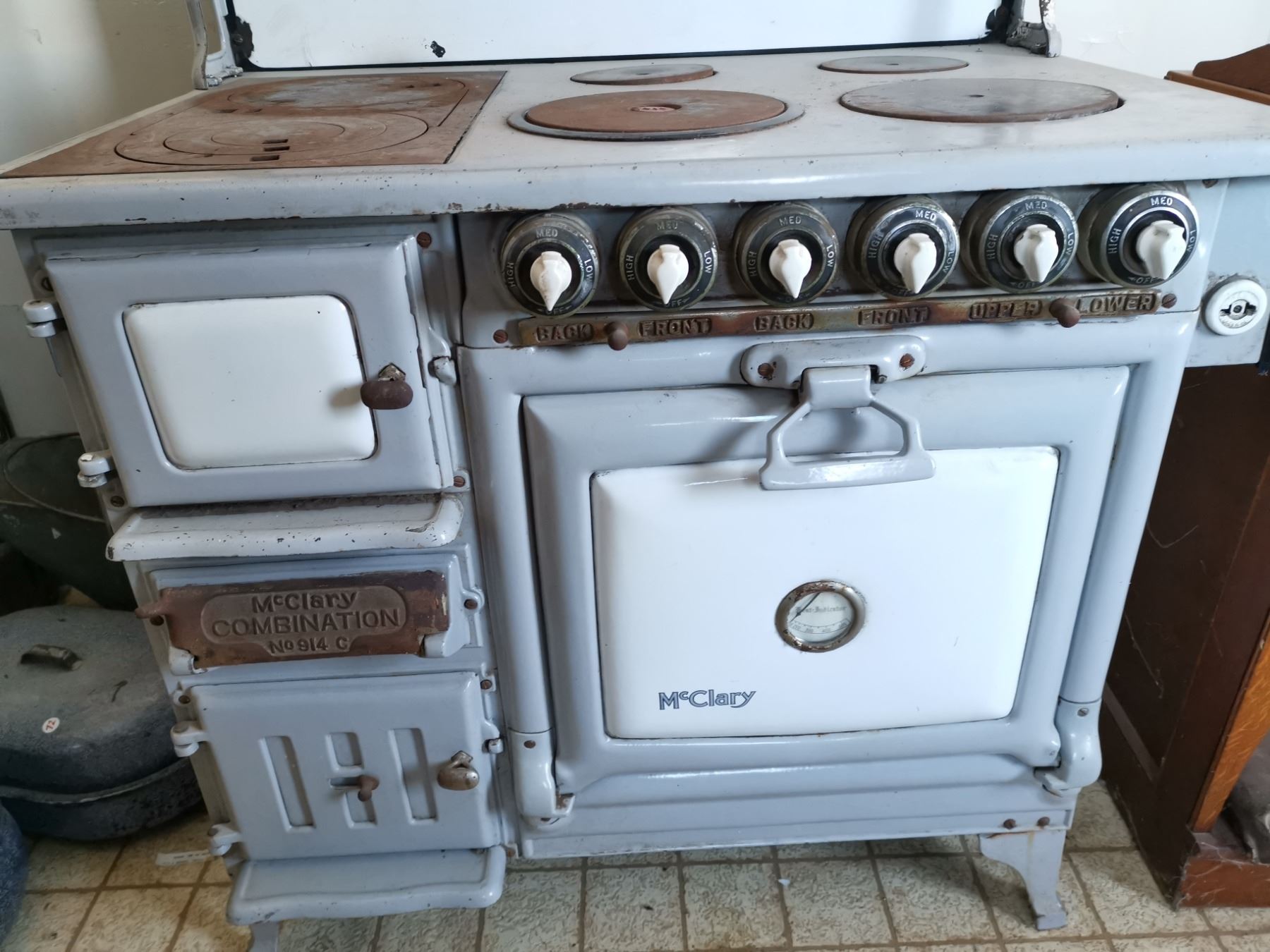 Antique McClary wood & electric cook stove (one of the first models) Antique McClary wood & electric cook stove (one of the first models)