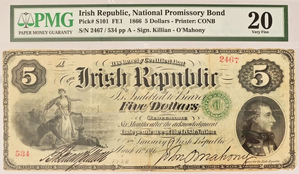 1866 Irish Republic $5 National Promissory Bond