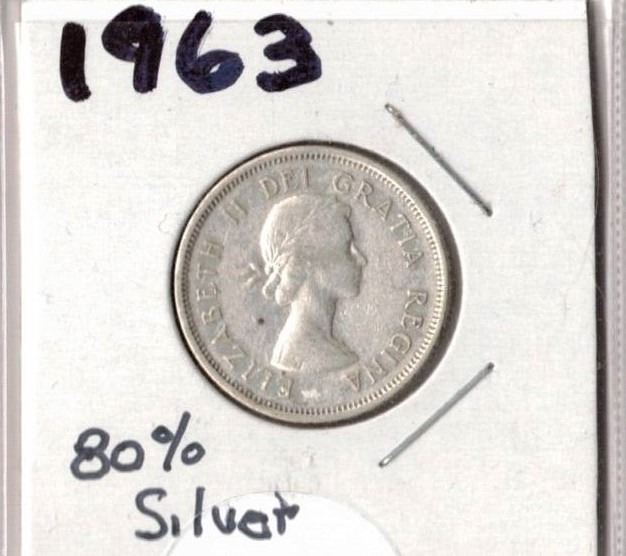 1963 Canadian Quarter, 80% silver