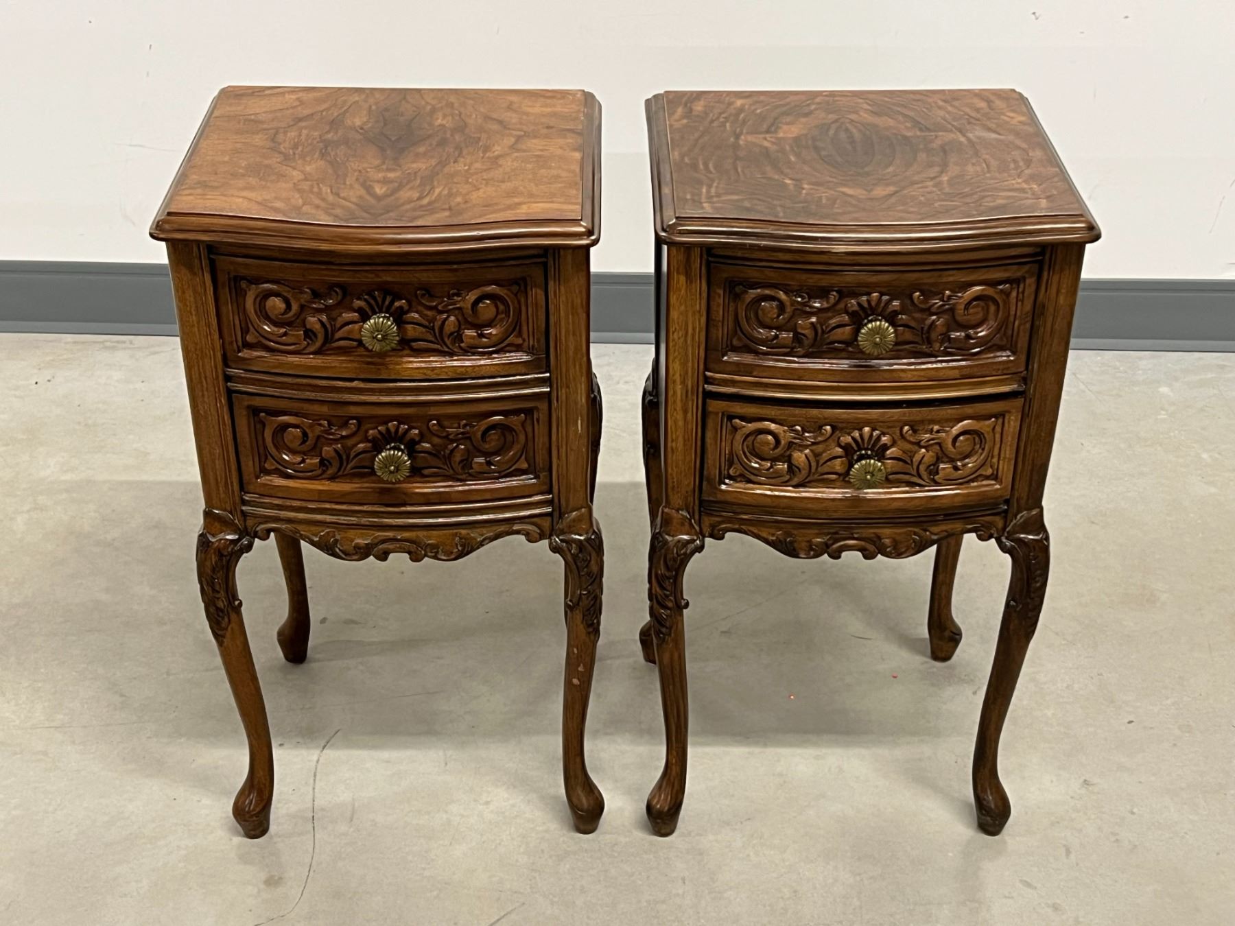 2 Vintage Wood Two Drawer Side Tables / Night Stands (approx: 14x12 ...