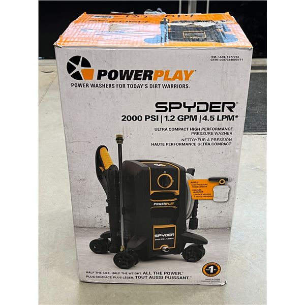 Power Play Spyder 2000 PSI Pressure Washer - Looks new in box (see pics ...