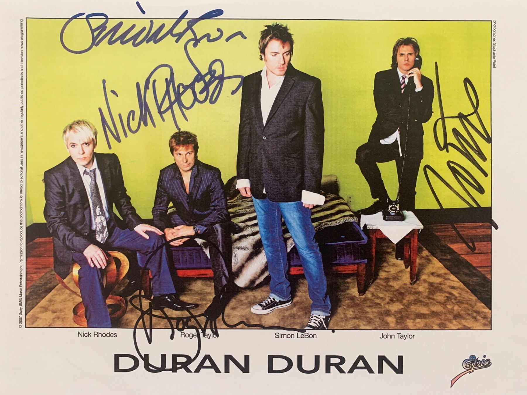 Duran Duran signed photo autographed by Nick Rhodes, Roger Taylor ...
