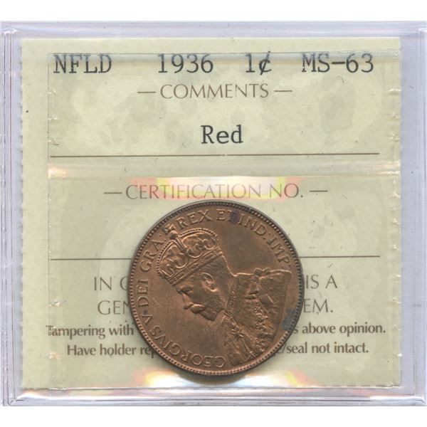 1936 Newfoundland One Cent 1936 Newfoundland One Cent