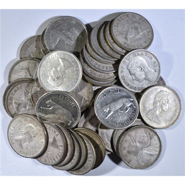 40- 80% SILVER CANADIAN QUARTERS
