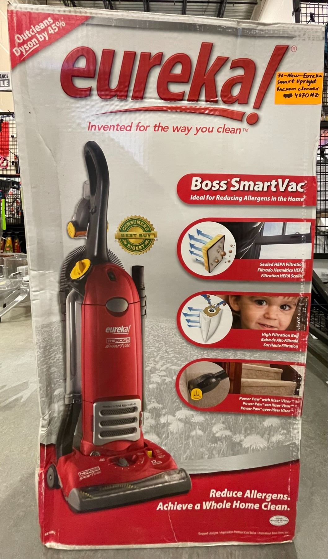 New - Eureka - Eureka Boss Smart-Vac Upright HEPA Vacuum Cleaner ...
