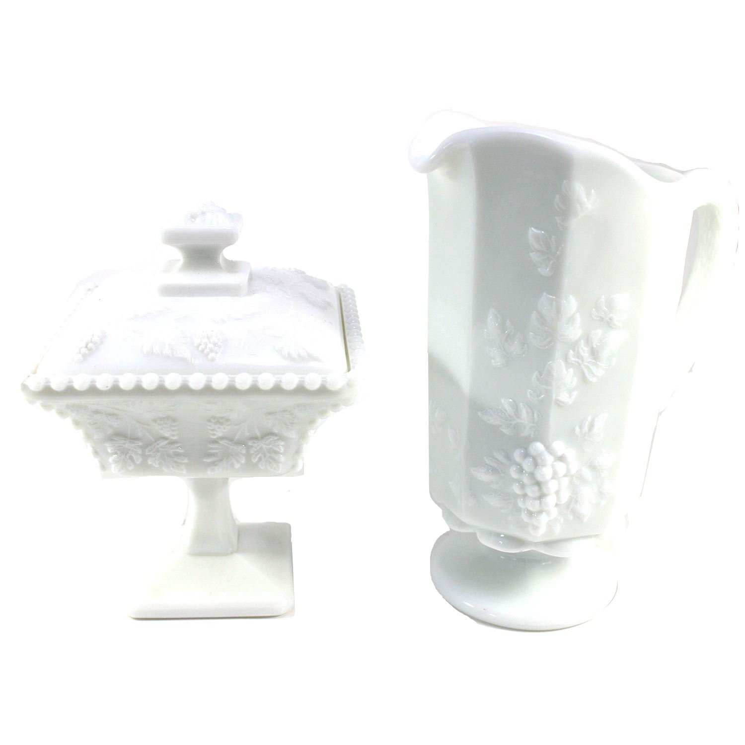 Vintage Westmoreland Milk Glass Beaded Grape Candy Bowl with Lid ...