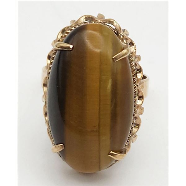 VINTAGE 14k GOLD TIGER EYE RING