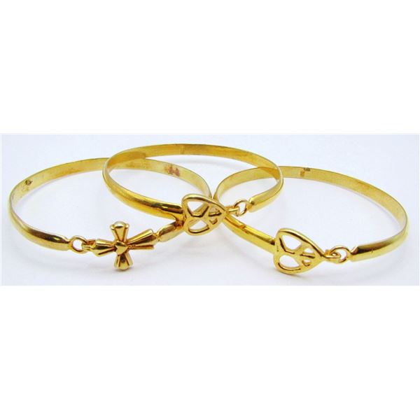 3-GOLD TONED STERLING CHILDRENS CUFFS