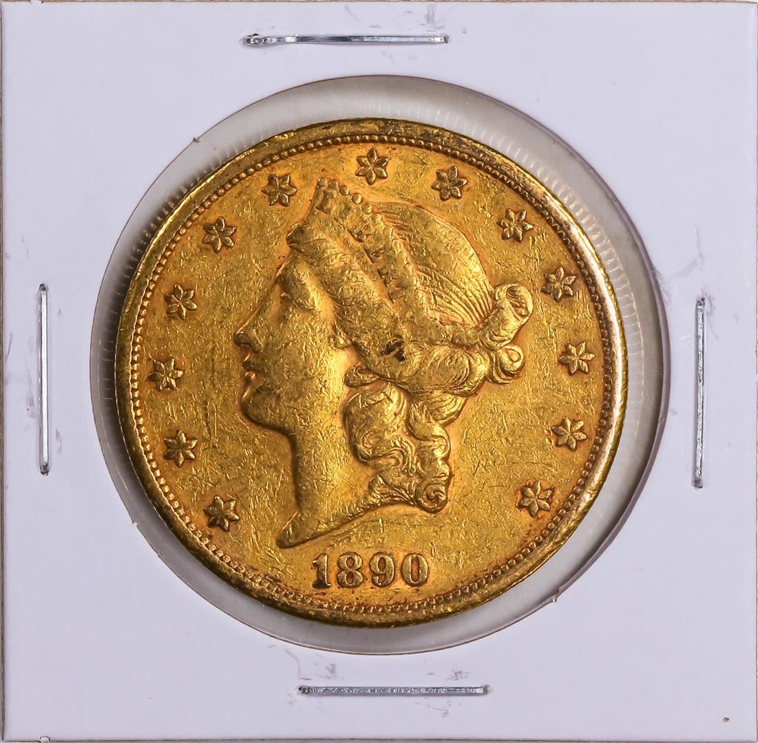 1890 $20 Liberty Head Double Eagle Gold Coin VF