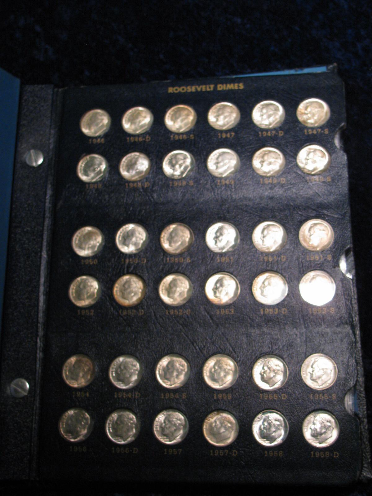 389. 1946-91 BU Roosevelt Dime Set. Complete thru Silver