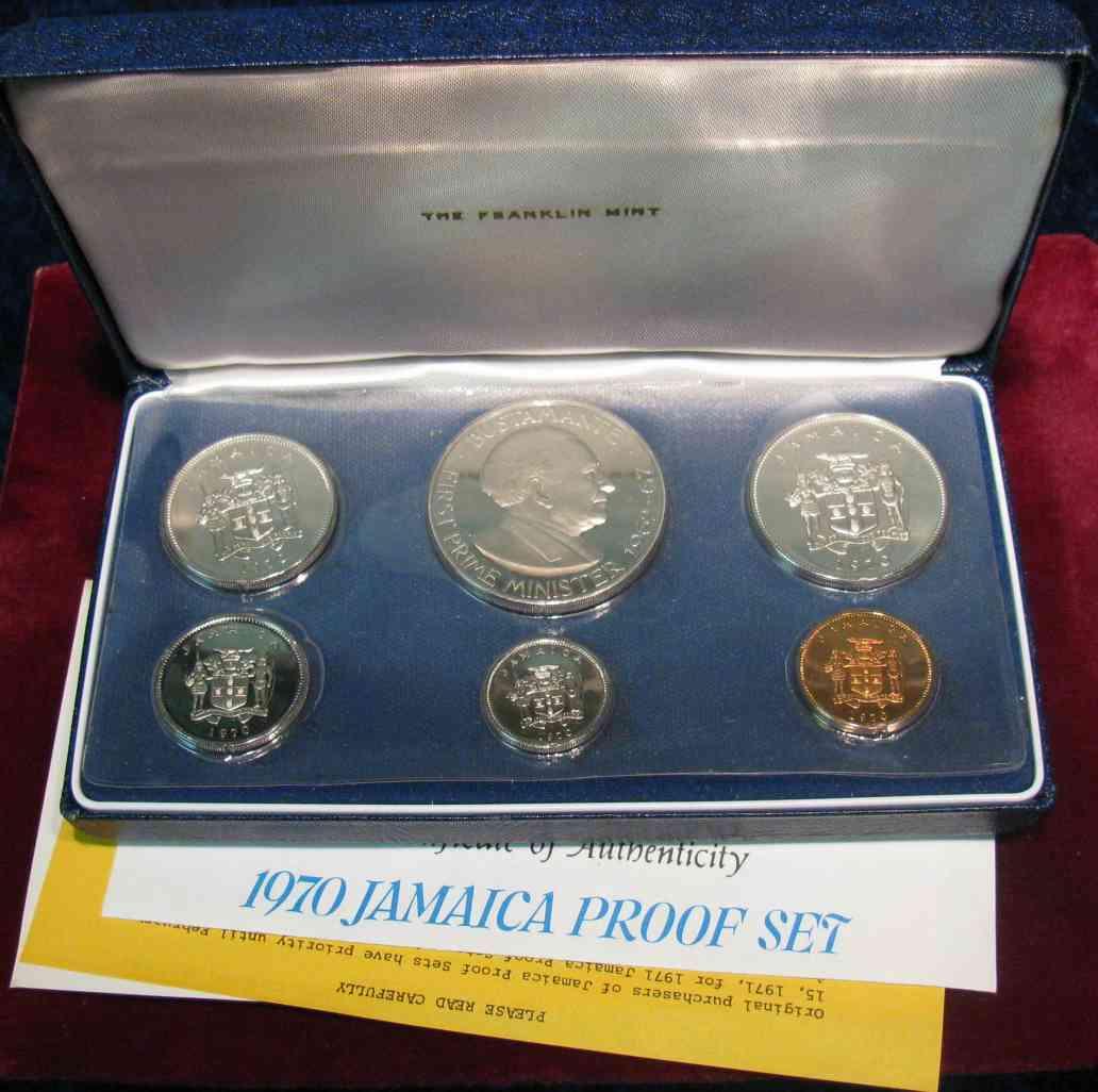 1254. 1970 Jamaica 6-Coin Proof Set. Original as Issued.