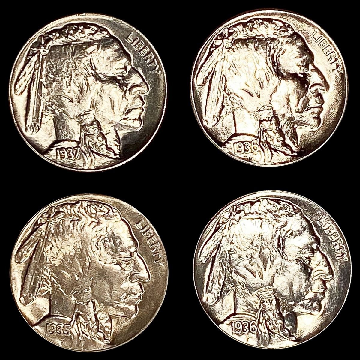 (4) Buffalo Nickels (1935-S, 1936, 1936-S, 1937)