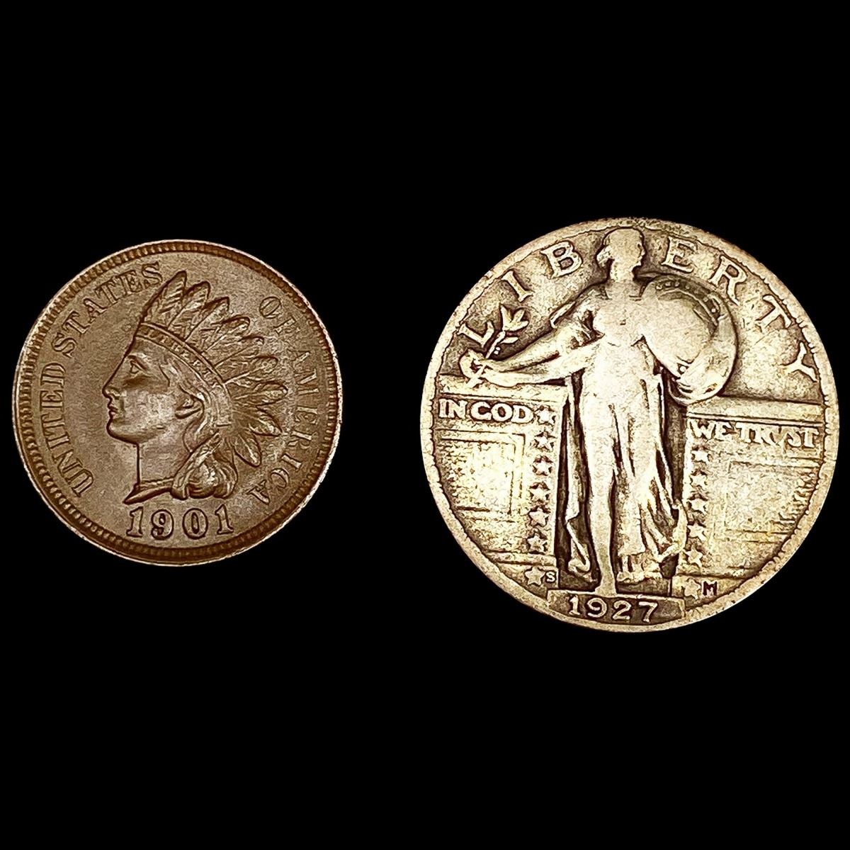 (2) Misc Coins (1927-S, 1901) UNCIRCULATED