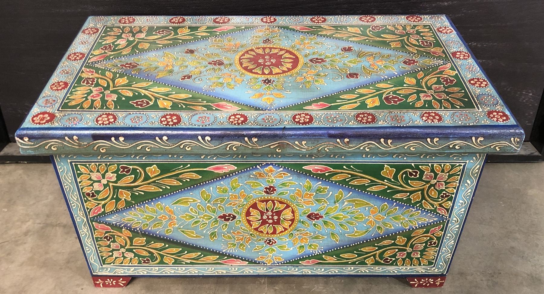 Homesense small wooden chest w/ Indian paint job from estate