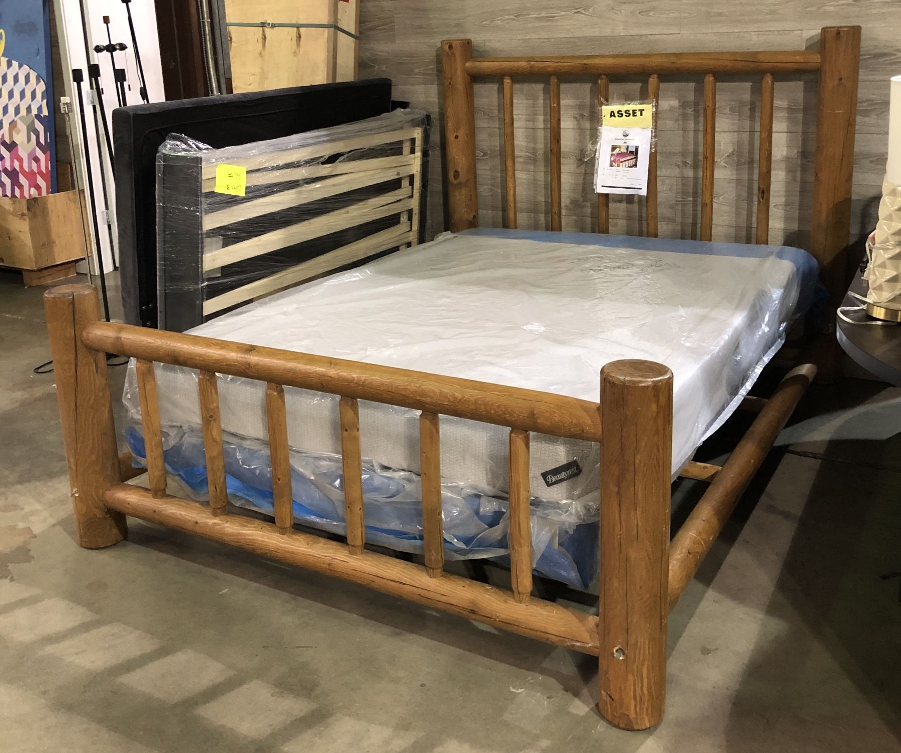 Queen size log bed