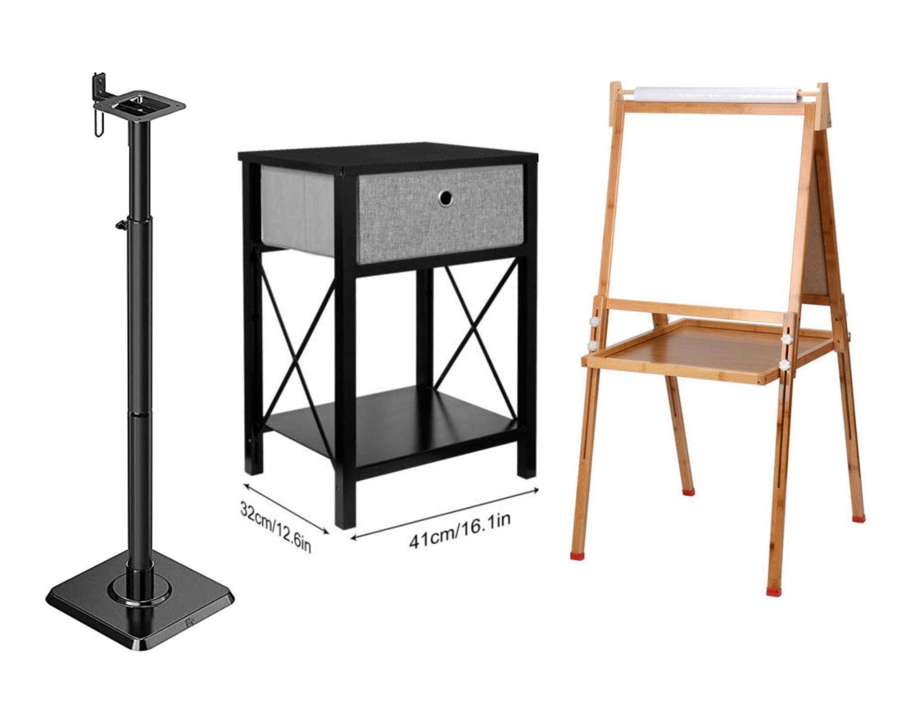 Group of assorted items - includes wooden standing art easel/ speaker ...