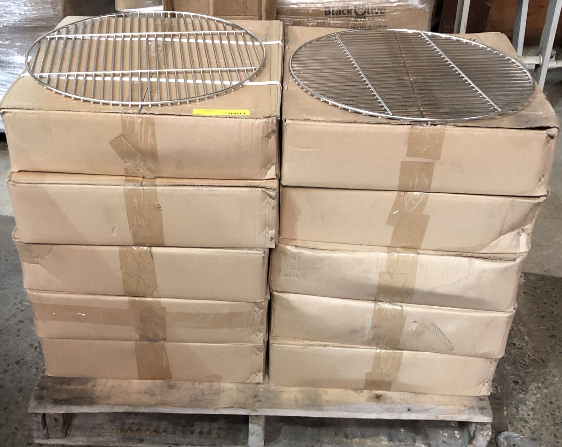 Pallet full of new Black Olive stainless steel cooking grills - approx ...
