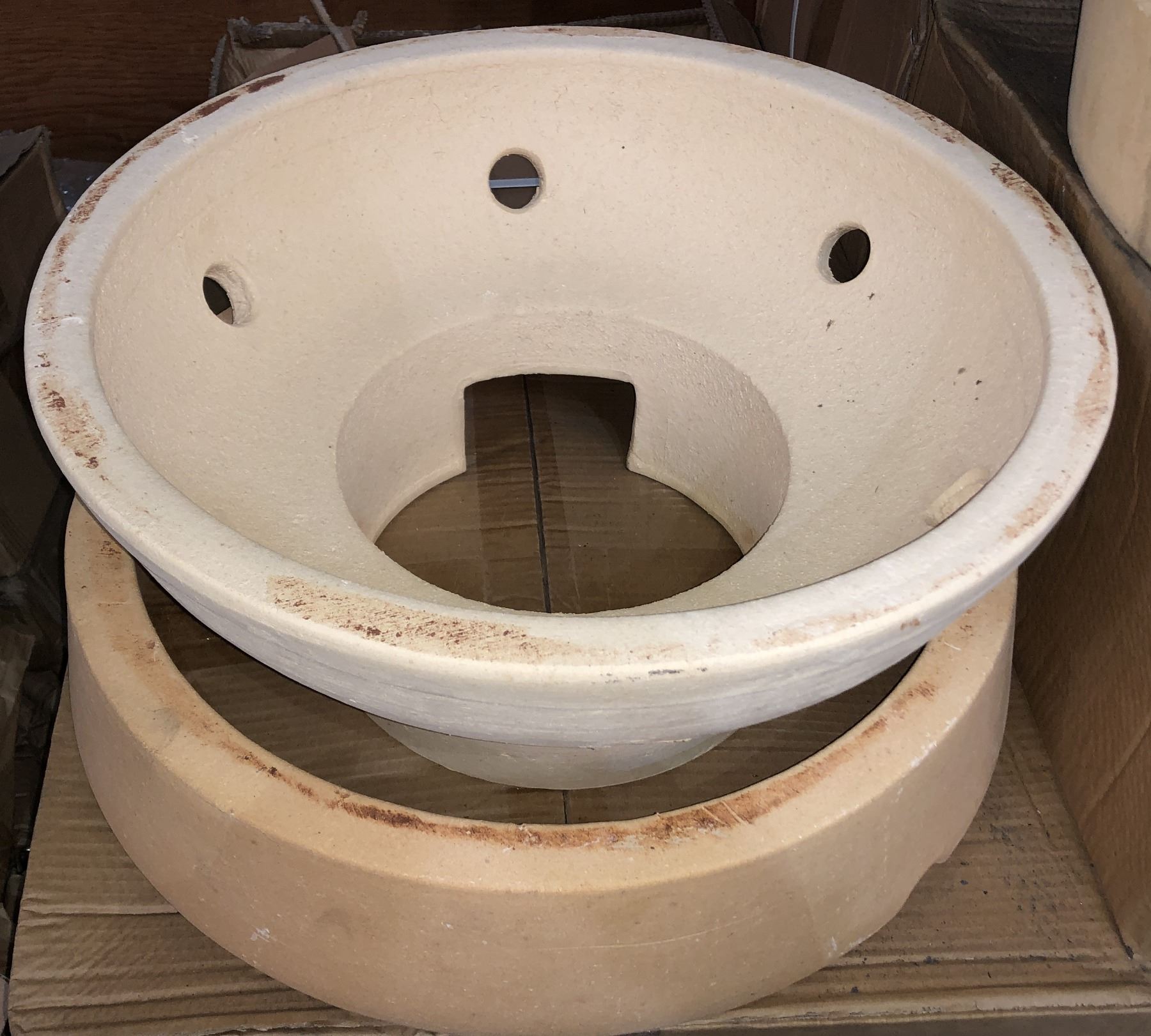 Pallet full of Black Olive grill ceramic charcoal rings & baskets ...