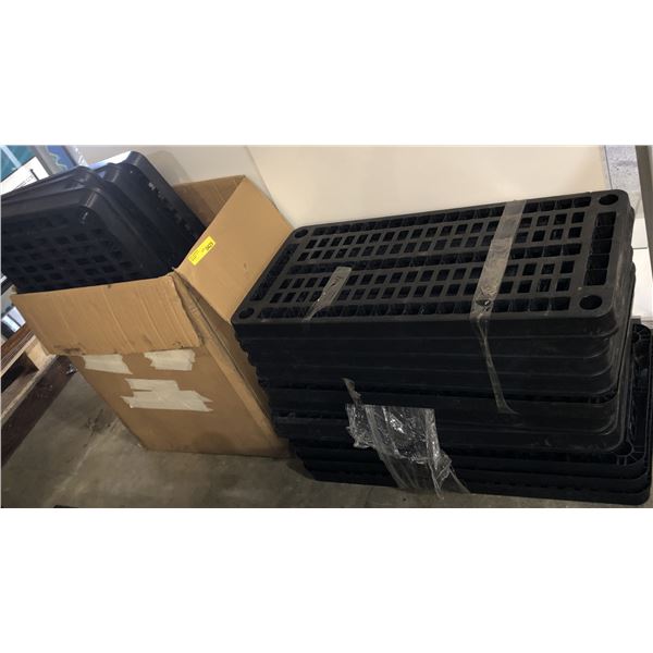 Large group of plastic shelving racks