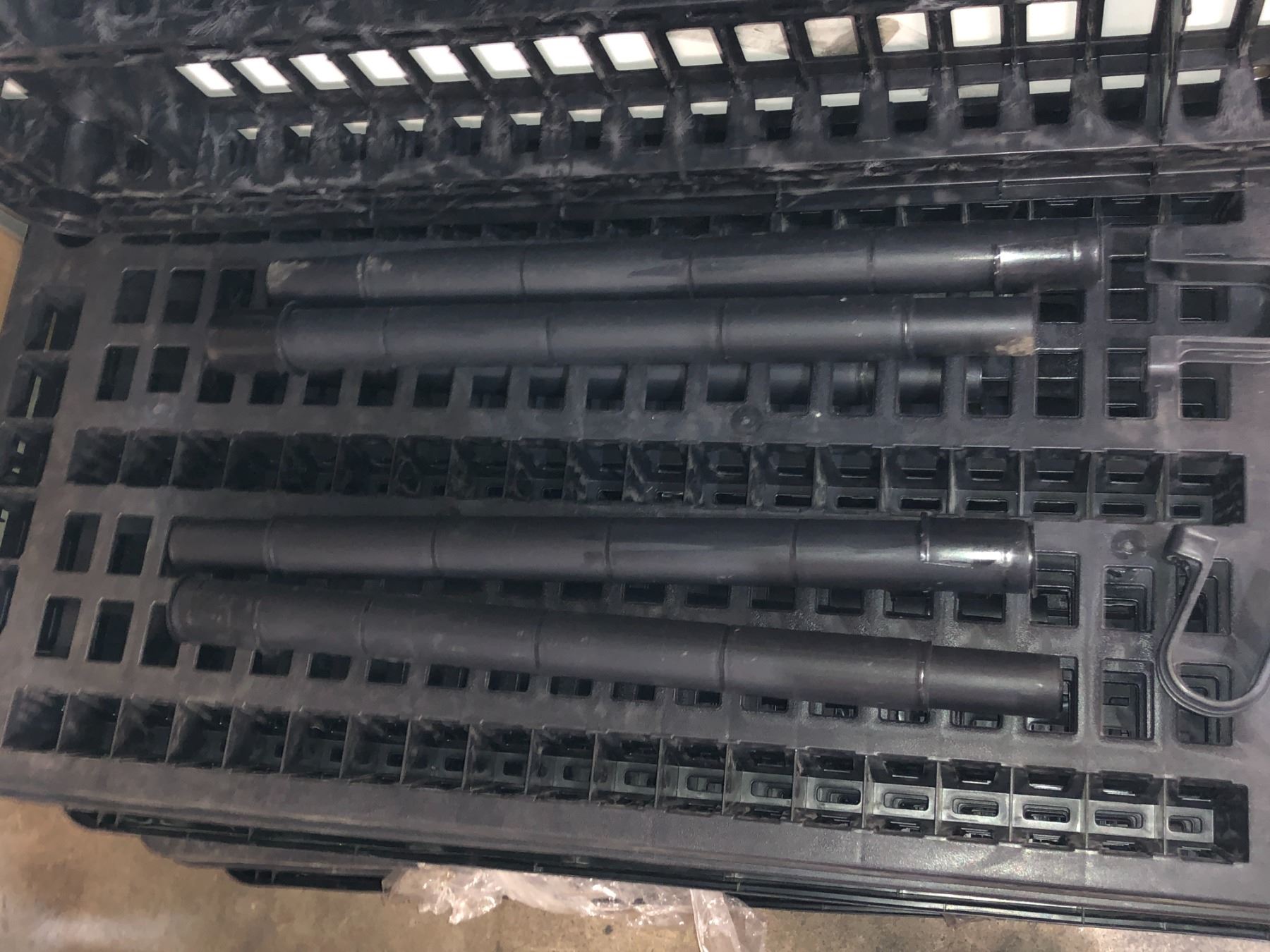 Large group of plastic shelving racks