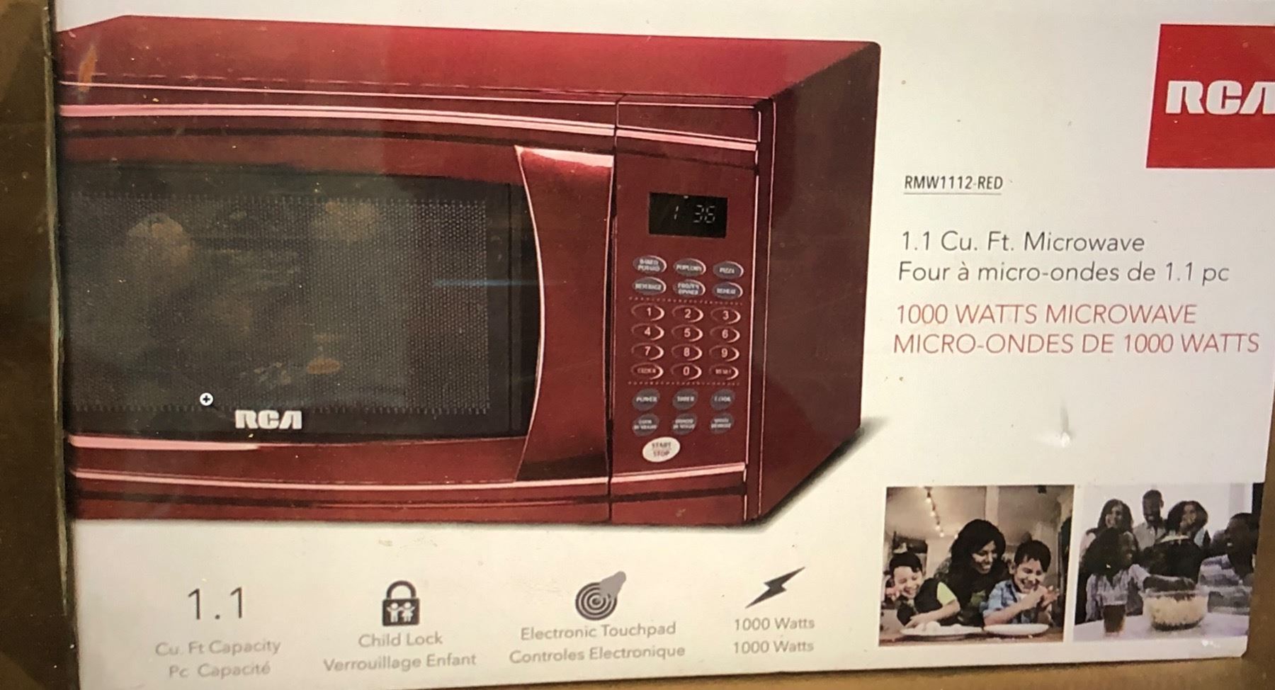 New RCA 1.1" red microwave model RMW1112-Red