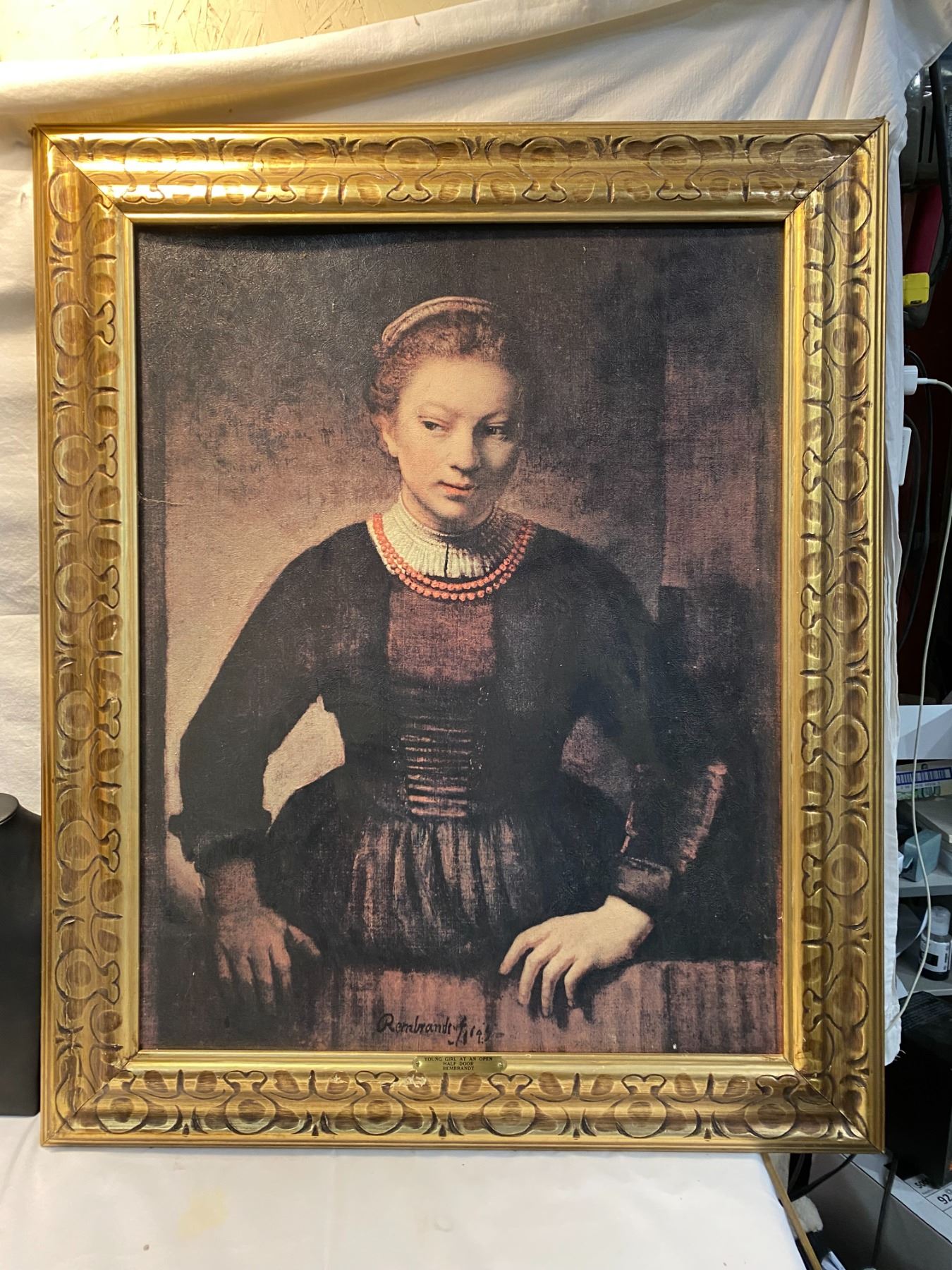 Young girl at an open half door Rembrandt 28.5x34.5"