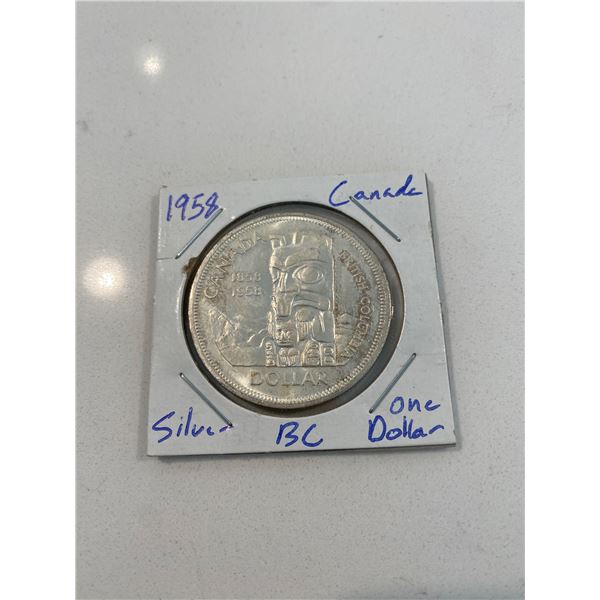 1958 Canada BC silver dollar