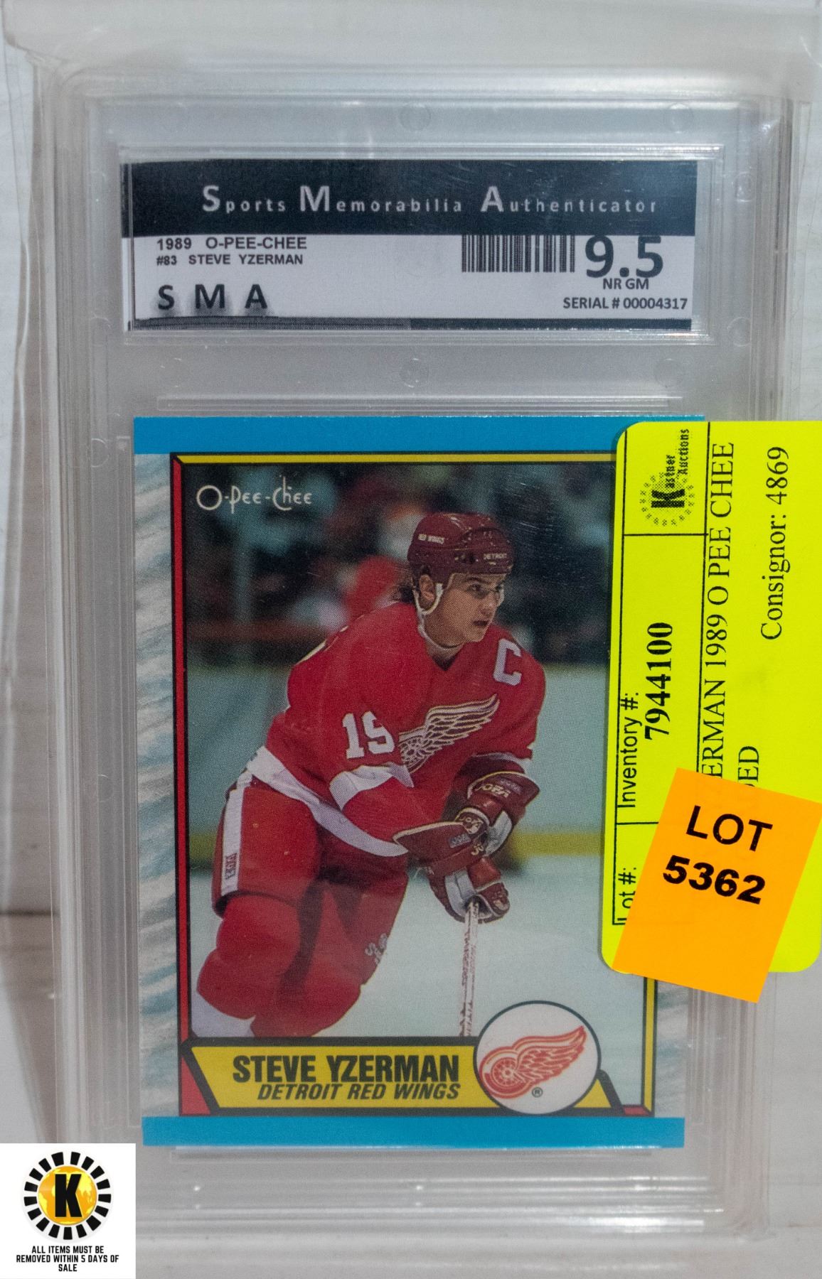 Steve Yzerman 1989 O Pee Chee 83 Graded