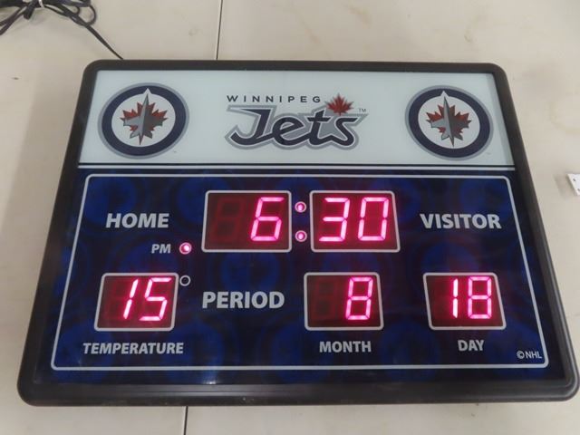 Winnipeg Jets Score Board Style Digital Clock/Calendar 14'' x 19''