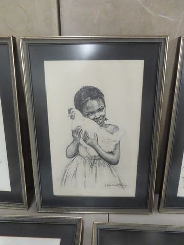 5 Framed Portraits - J MacDonald Henry 21'' x 15'' - Charcoal Drawn?