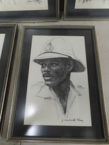 5 Framed Portraits - J MacDonald Henry 21'' x 15'' - Charcoal Drawn?