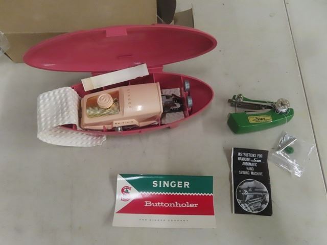 Sun Hand Held Sewing Machine in Box , Singer Button Holer New Old Stock ...