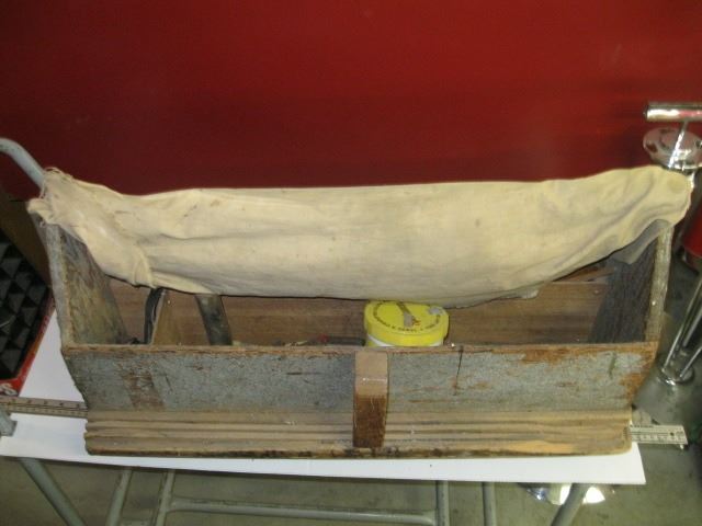 WOODEN TOTE BOX W/ASST. DRAW PLANES, WOOD PLANES, SCREWDRIVERS, ETC. WOODEN TOTE BOX W/ASST. DRAW PLANES, WOOD PLANES, SCREWDRIVERS, ETC.