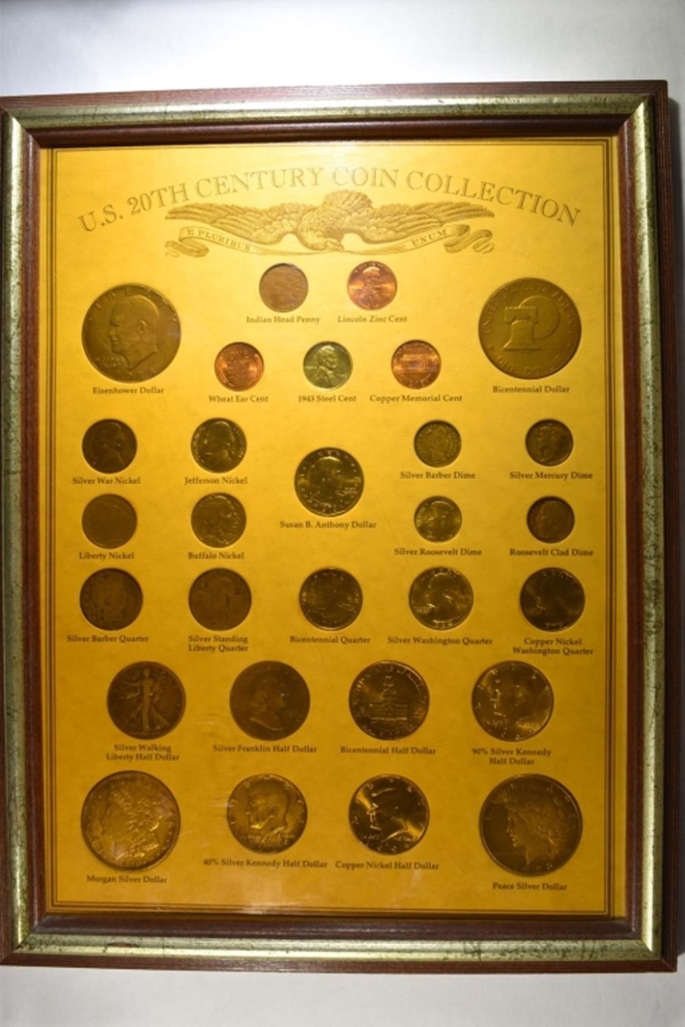 US 20TH CENTURY COIN COLLECTION IN FRAME