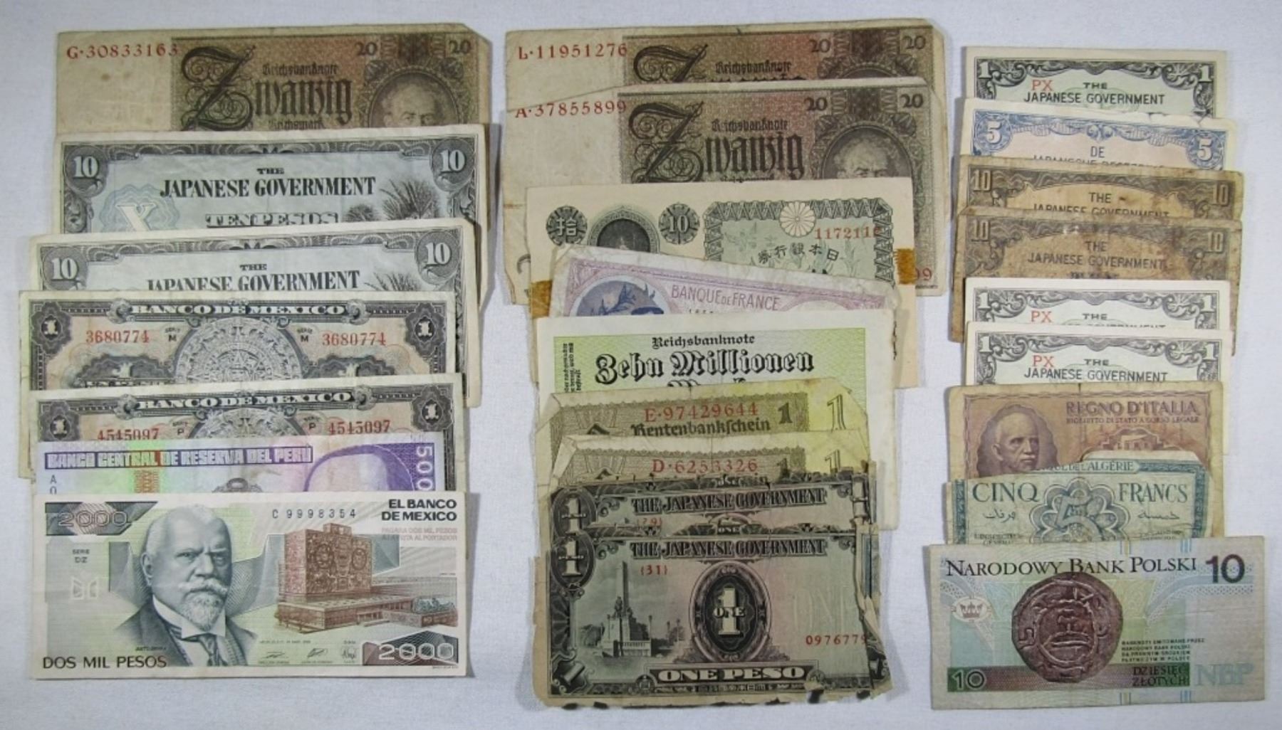 25 pc FOREIGN CURRENCY / PAPER MONEY