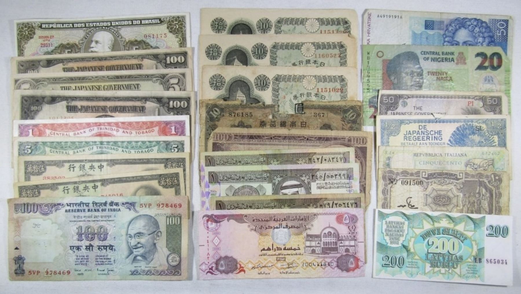 25 pc FOREIGN CURRENCY / PAPER MONEY