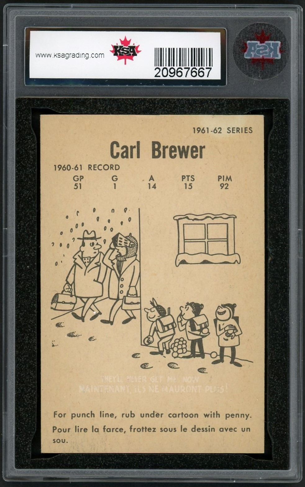 1961-62 Parkhurst #18 Carl Brewer (KSA 6)